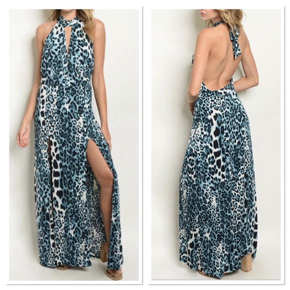 Boutique | Dresses | Blue Leopard Print Dress | Poshmark